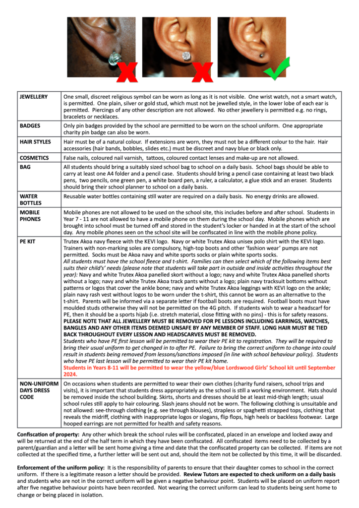 Uniform Guide | King Edward VI Lordswood School
